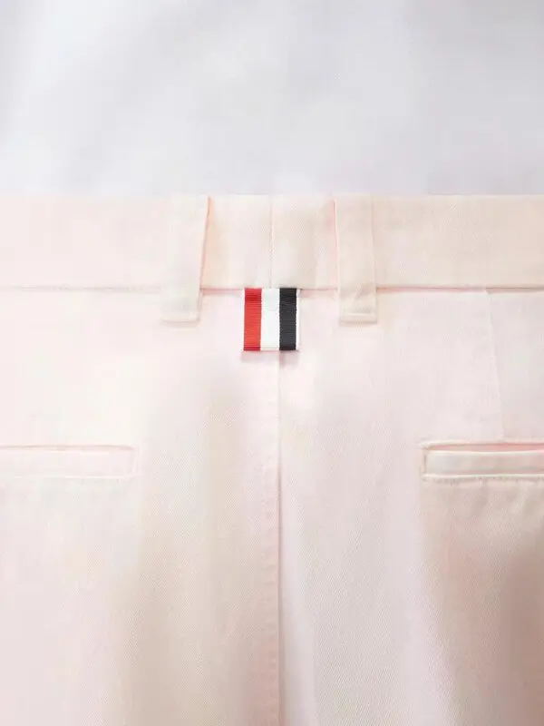 Thom Browne Cropped Twill Chino Trousers - Pink