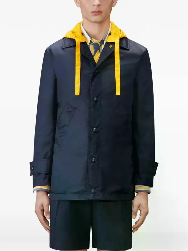 Thom Browne Hooded Ripstop Coat - Blue