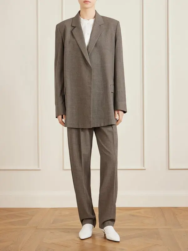 THE ROW Devlin Oversized Wool Blazer - Brown