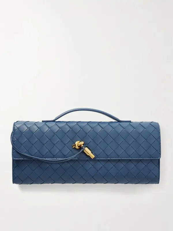 Bottega Veneta Andiamo Intrecciato Leather Clutch - Blue
