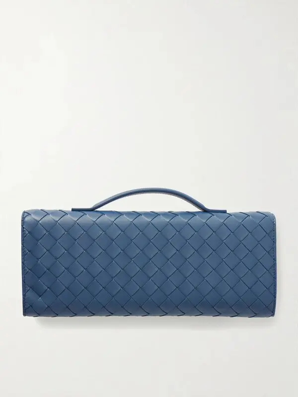 Bottega Veneta Andiamo Intrecciato Leather Clutch - Blue