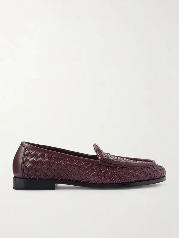 Bottega Veneta Silenzio Intrecciato Leather Loafers - Red