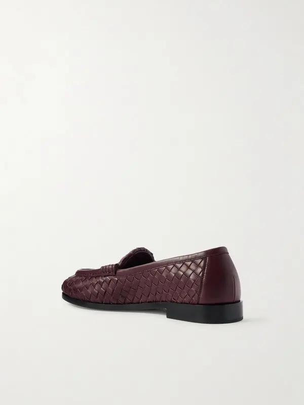Bottega Veneta Silenzio Intrecciato Leather Loafers - Red