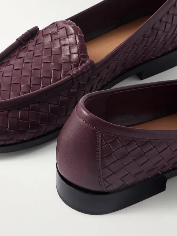 Bottega Veneta Silenzio Intrecciato Leather Loafers - Red
