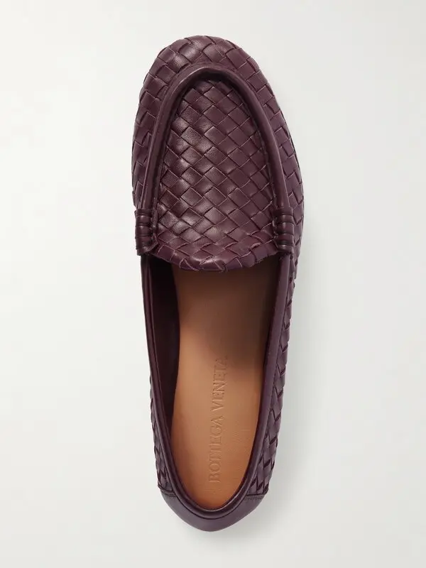 Bottega Veneta Silenzio Intrecciato Leather Loafers - Red