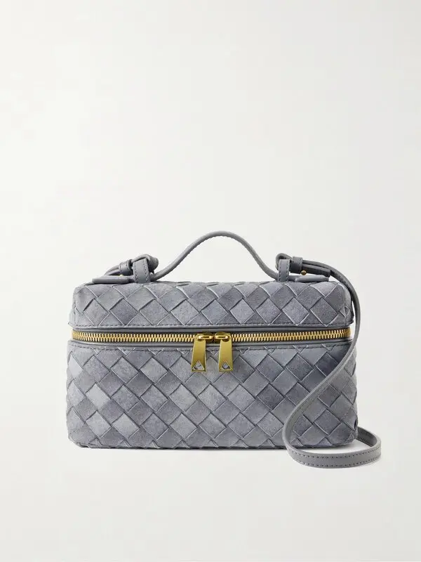 Bottega Veneta Bang Bang Intrecciato Suede Vanity Case - Blue
