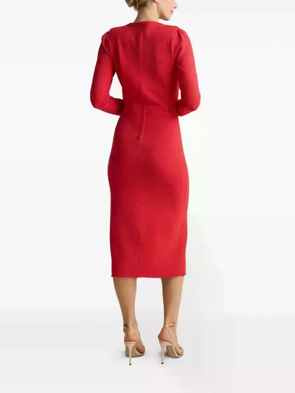 St. John Knit V-neck Midi Dress With Bracelet Sleeves