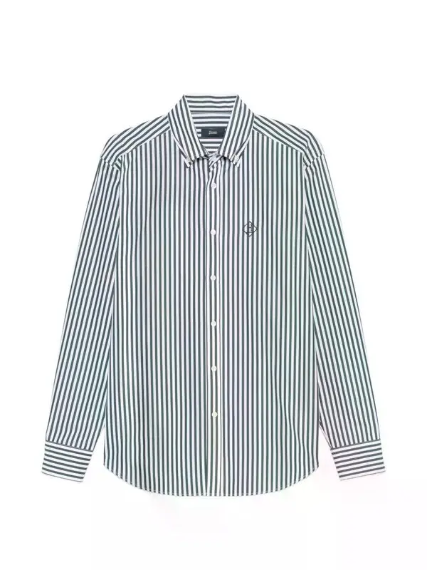 Herno Striped-pattern Logo-embroidery Shirt - Green