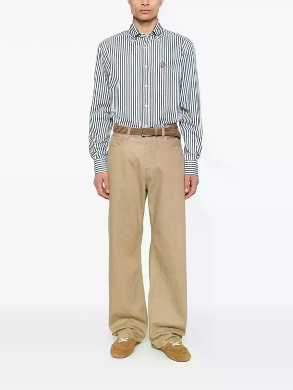 Herno Striped-pattern Logo-embroidery Shirt - Green