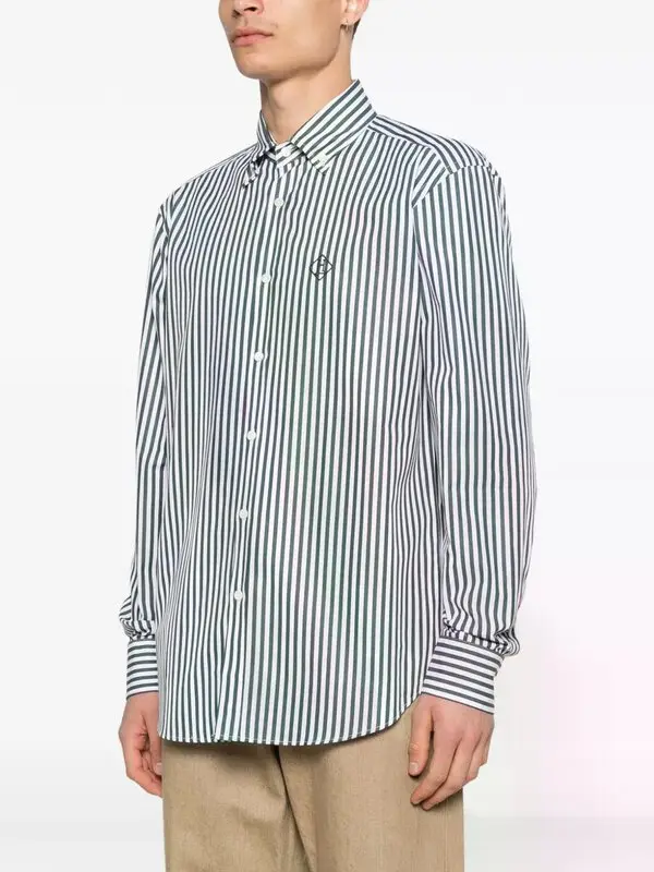 Herno Striped-pattern Logo-embroidery Shirt - Green