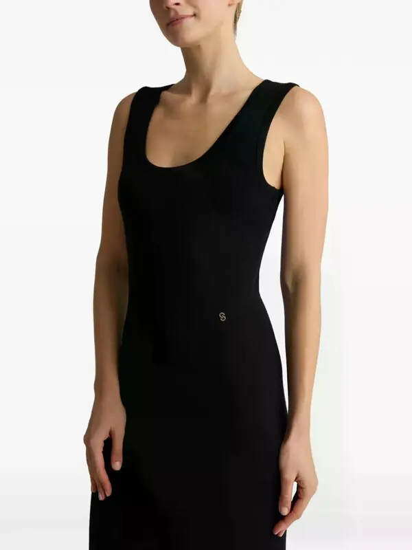 St. John Scoop-neck Logo Midi Dress