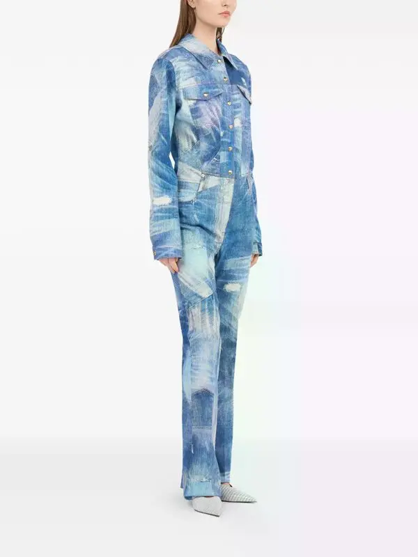Roberto Cavalli Patchwork-effect Denim Jumpsuit