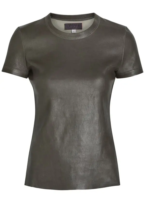 Stouls 05 Stretch-leather T-shirt - Grey