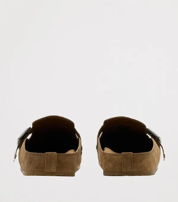 Burberry Suede Check-trimmed Urchin Clogs - Brown