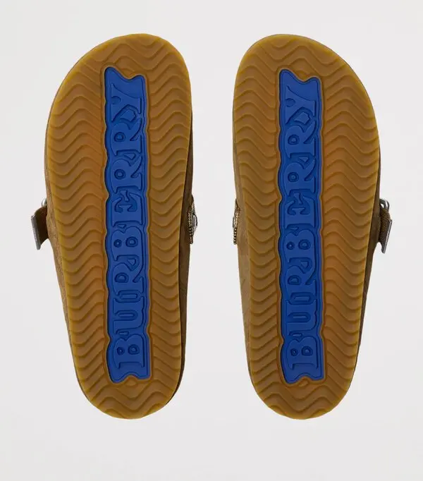 Burberry Suede Check-trimmed Urchin Clogs - Brown