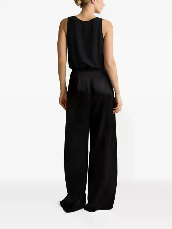St. John Hammered Satin Wide-leg Trousers - Black