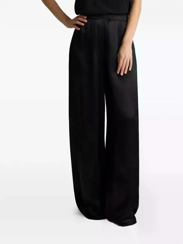 St. John Hammered Satin Wide-leg Trousers - Black