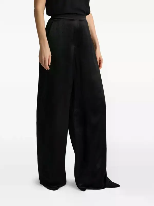 St. John Hammered Satin Wide-leg Trousers - Black
