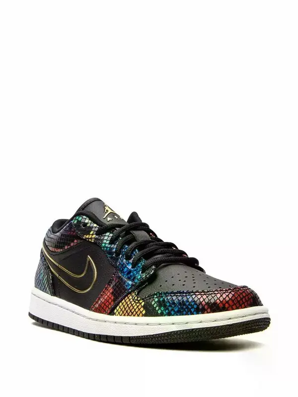 JORDAN Air 1 Low Multicolor Snakeskin Sneakers - Black