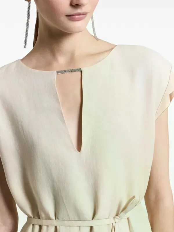 Peserico V-neck Belted Dress - Neutrals
