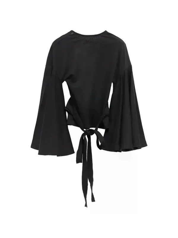 Jacquemus Tie-fastening Blouse With Flared Sleeves - Black