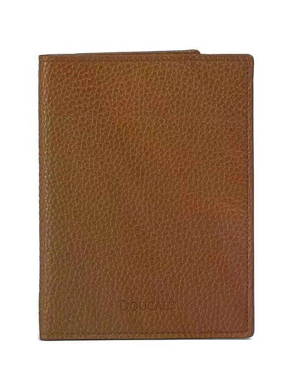 DOUCAL'S Tumbled Leather Passport Holder - Brown