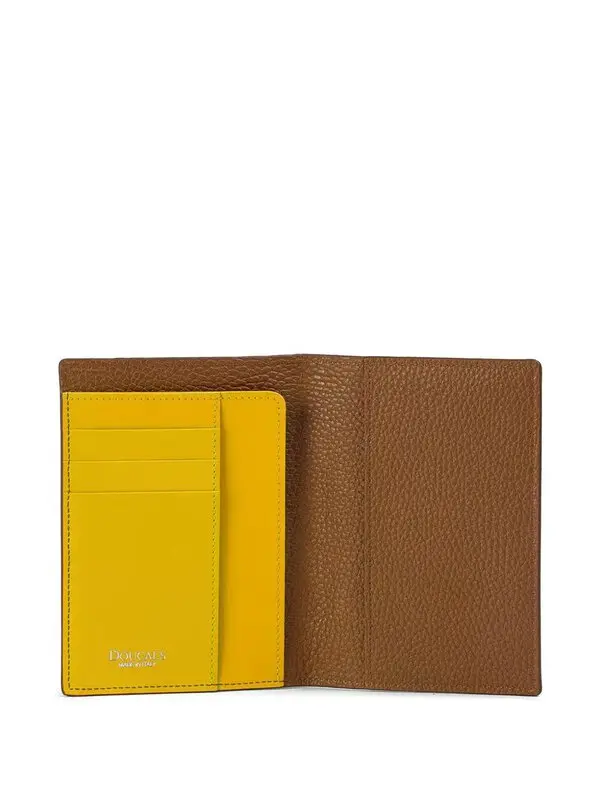 DOUCAL'S Tumbled Leather Passport Holder - Brown