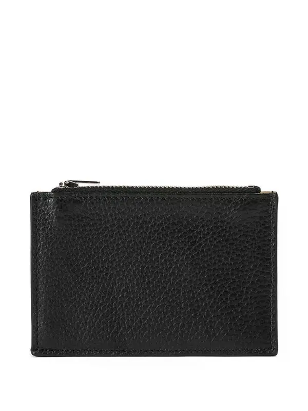 DOUCAL'S Tumbled Leather Zip Card Holder - Black