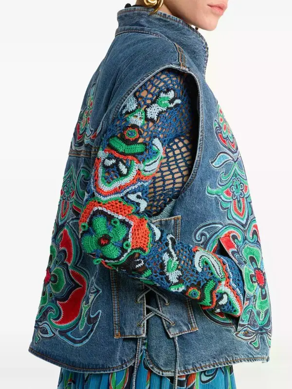 Etro Embroidered Denim Waistcoat
