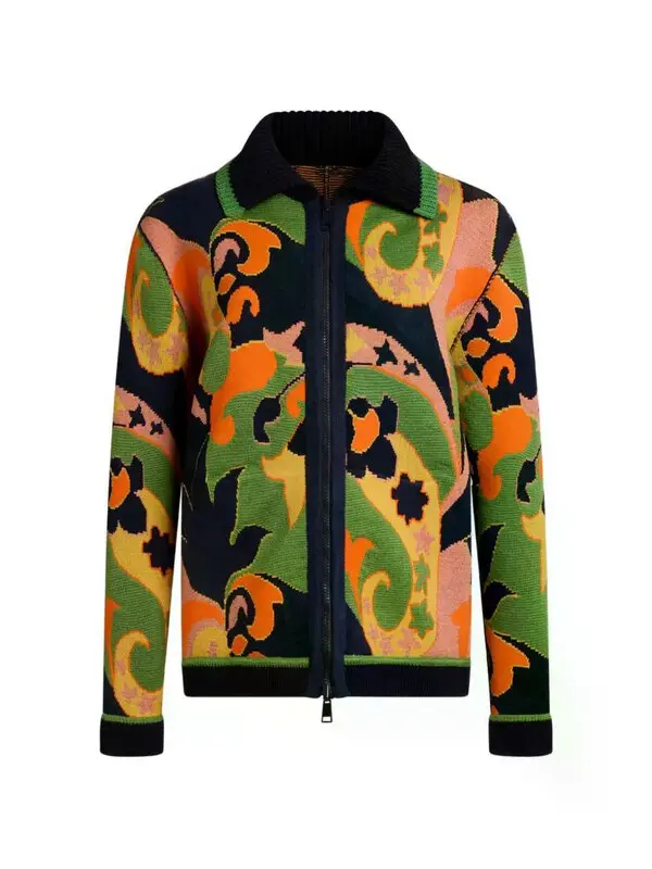 Etro Paisley Jacquard Zip Cardigan