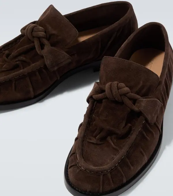 Bottega Veneta Astaire Knot Suede Loafers - Brown