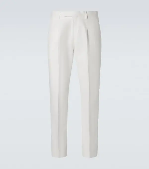 Zegna Cotton And Linen Straight Pants