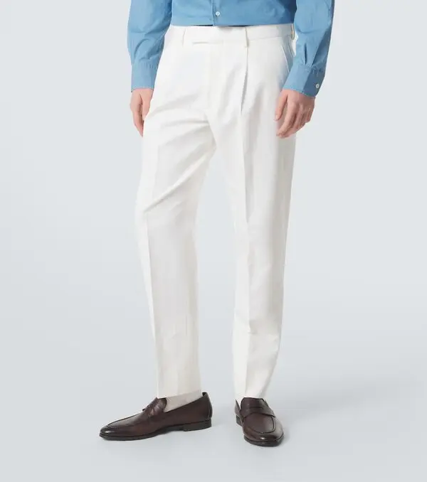 Zegna Cotton And Linen Straight Pants