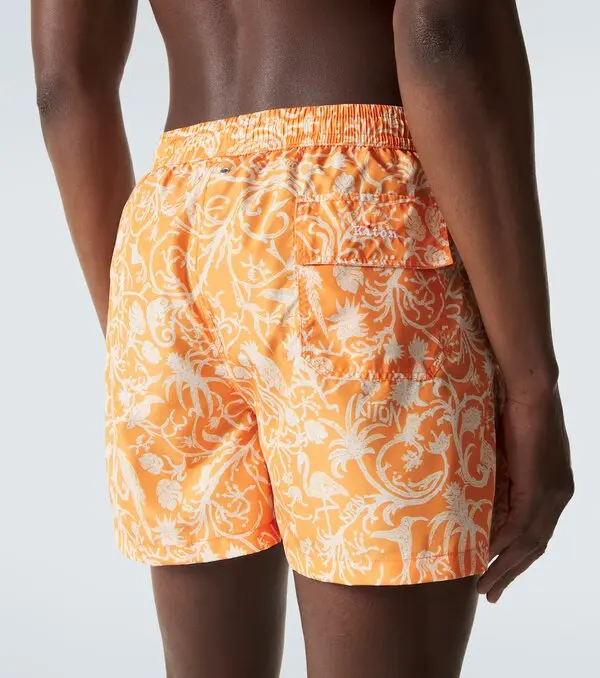 Kiton Printed Swim Trunks - Orange