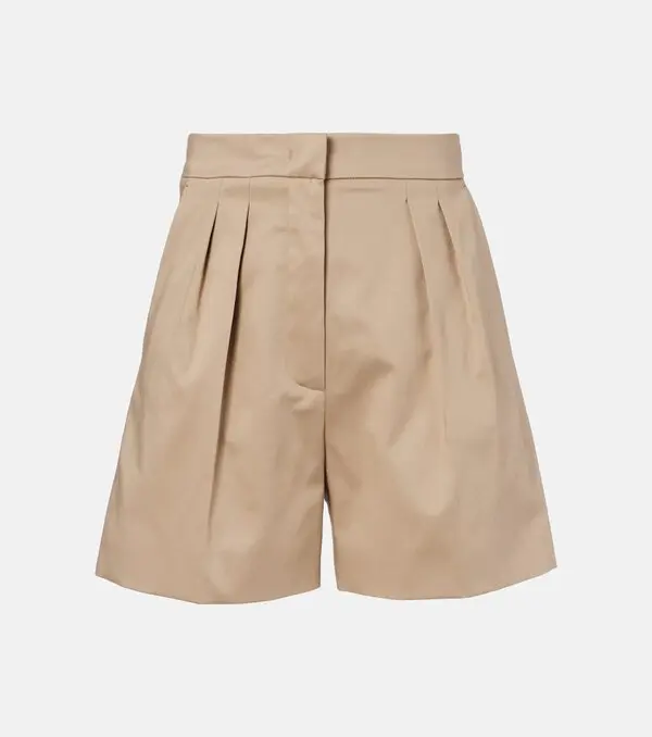 Max Mara Pleated Cotton-blend Shorts