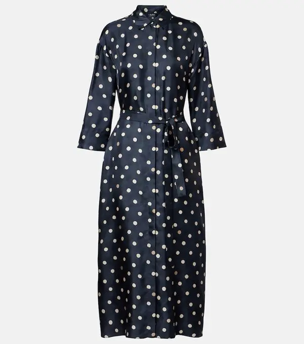 Max Mara Leva Polka-dot Silk Shirt Dress