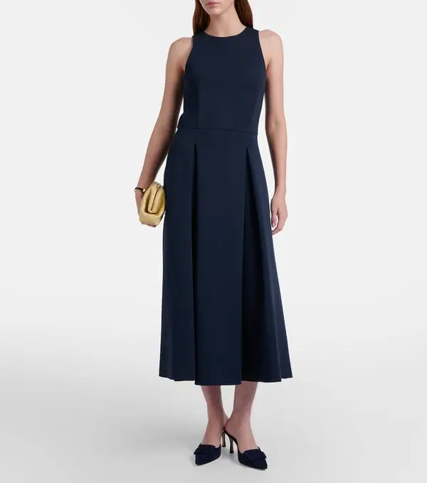 Max Mara Cannone Cotton-blend Jersey Midi Dress - Blue