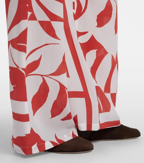 Max Mara Voto Printed Silk Wide-leg Trousers