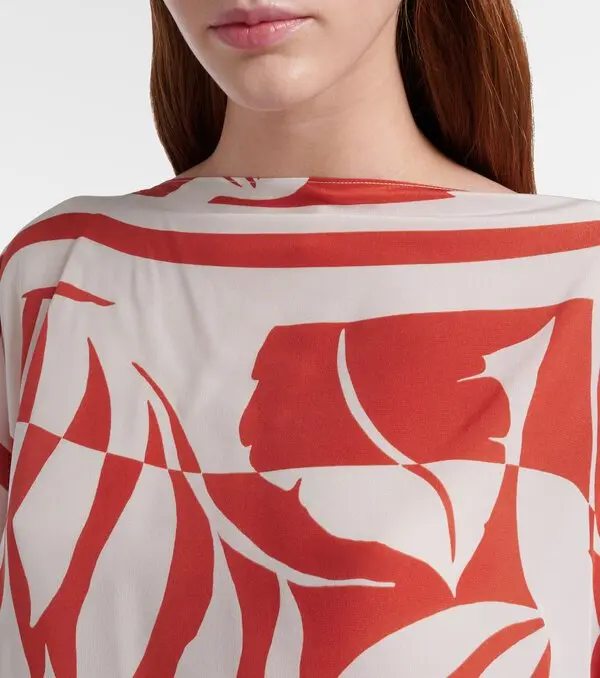 Max Mara Tambuto Printed Silk Blouse - Red