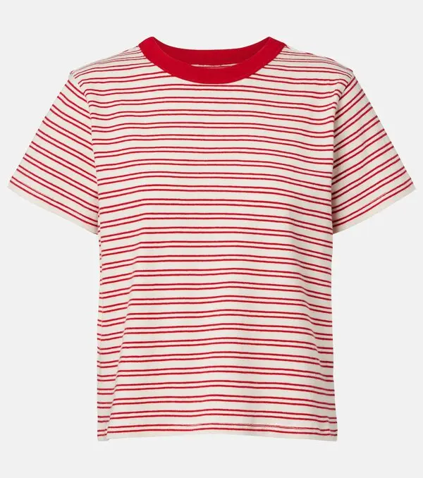 Velvet By Graham & Spencer Foster Striped Cotton Jersey T-shirt - Red