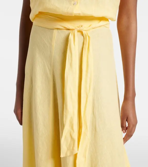 Velvet By Graham & Spencer Malina Linen Midi Skirt - Yellow