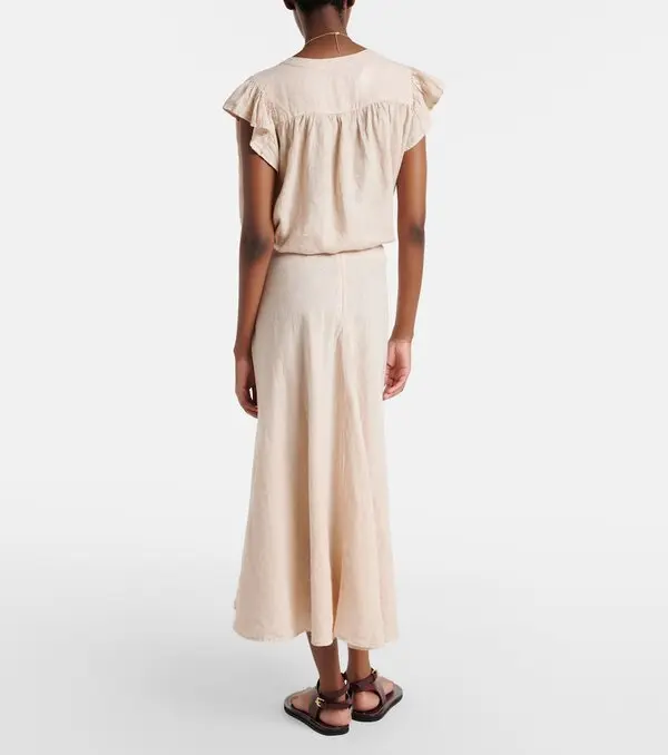 Velvet By Graham & Spencer Malina Linen Midi Skirt