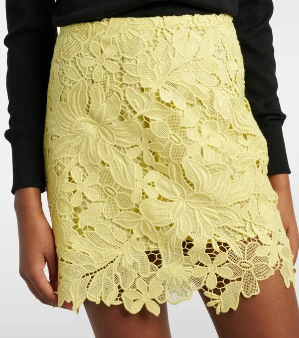 Sportmax Bora Floral Lace Mini Skirt - Yellow