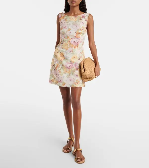 Faithfull The Brand Sofia Floral Linen Mini Dress - Multicoloured