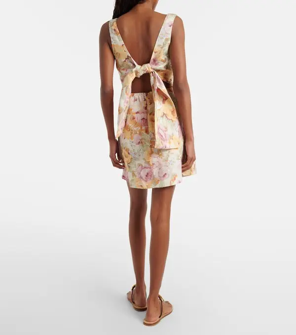 Faithfull The Brand Sofia Floral Linen Mini Dress - Multicoloured
