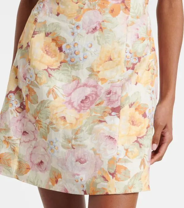 Faithfull The Brand Sofia Floral Linen Mini Dress - Multicoloured