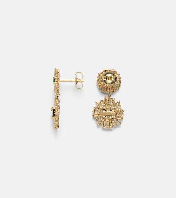 SUZANNE KALAN 18kt Yellow Drop Earrings With Opals, Emeralds, And Diamonds