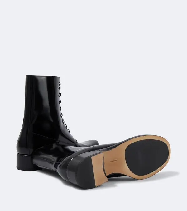 THE ROW Kai Patent Leather Lace-up Boots