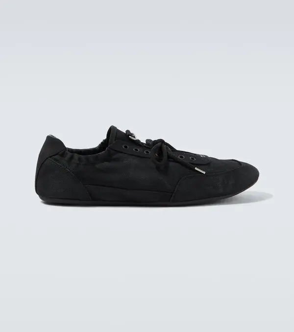Prada Collapsible Canvas Sneakers - Black
