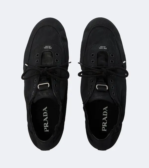 Prada Collapsible Canvas Sneakers - Black